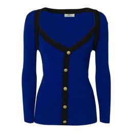 Influencer Pullover Damen Gr&ouml;&szlig;e L royalblau / schwarz