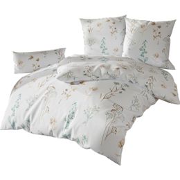 w&auml;schepur unisex Bettw&auml;sche ecru-kalkmint-bedruckt Gr&ouml;&szlig;e 40x80/135x200 cm