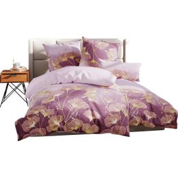 w&auml;schepur unisex Bettw&auml;sche violett-burgund-bedruckt, Gr&ouml;&szlig;e 40x80/135x200 cm