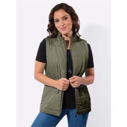 WITT Damen Steppweste mit hohem Stehkragen, khaki, Gr&ouml;&szlig;e 48
