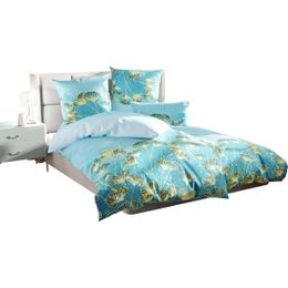 w&auml;schepur unisex Bettw&auml;sche t&uuml;rkis-aquapetrol-bedruckt, Gr&ouml;&szlig;e 80x80/155x220 cm