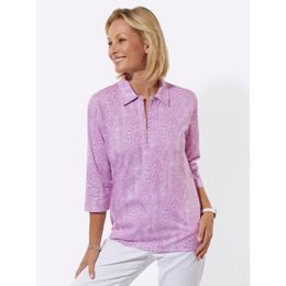 WITT Damen Poloshirt, orchidee-wei&szlig;-bedruckt, Gr&ouml;&szlig;e 48