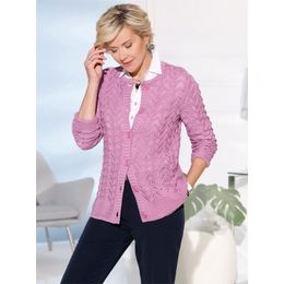 WITT Damen Strickjacke im Ajourmuster, orchidee, Gr&ouml;&szlig;e 52