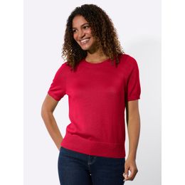 WITT Damen Baumwollpullover mit Ripp-Abschl&uuml;ssen, rot, Gr&ouml;&szlig;e 36