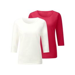 WITT Damen 3/4-Arm-Shirt im 2er-Pack, rot + ecru, Gr&ouml;&szlig;e 52