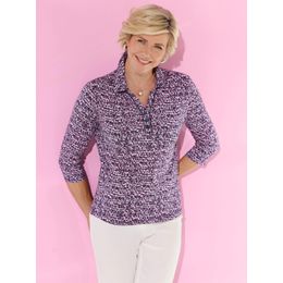WITT Damen Poloshirt in Viskose-Qualit&auml;t, marine-magenta-bedruckt, Gr&ouml;&szlig;e 40