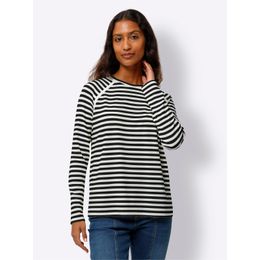Heine Witt Damen Ringelshirt mit Raglan-&Auml;rmeln, schwarz-ecru-gestreift, Gr&ouml;&szlig;e 34