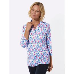 WITT Damen Poloshirt im Baumwoll/Modal-Mix, ecru-orchidee-bedruckt, Gr&ouml;&szlig;e 46