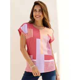 WITT Damen Rundhalsshirt im Grafik-Dessin, grapefruit-flieder-bedruckt, Gr&ouml;&szlig;e 46