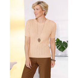 WITT Damen Ajourpullover mit kurzen &Auml;rmeln, sand, Gr&ouml;&szlig;e 38