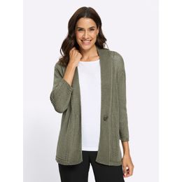 WITT Damen Strickjacke in pflegeleichtem B&auml;ndchengarn, khaki, Gr&ouml;&szlig;e 42