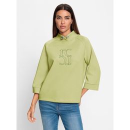 Heine Witt Damen Sweatshirt mit 3/4-Arm, pistazie, Gr&ouml;&szlig;e 40