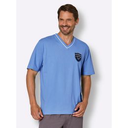 w&auml;schepur men Herren Schlafanzug-Shirt, mittelblau, Gr&ouml;&szlig;e 44/46