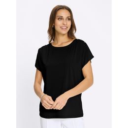 WITT Damen Rundhalsshirt mit Schmucksteinchen, schwarz, Gr&ouml;&szlig;e 40