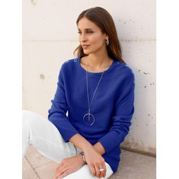 WITT Damen Strickpullover mit Zier&ouml;sen, royalblau, Gr&ouml;&szlig;e 40