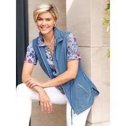 WITT Damen Jeansweste mit schr&auml;ger Schulterpasse, blue-bleached, Gr&ouml;&szlig;e 42