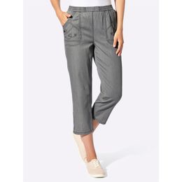 WITT Damen 3/4-Jeans mit Zierkn&ouml;pfen, light grey-denim + graphit-denim, Gr&ouml;&szlig;e 38