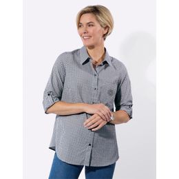 WITT Damen Longbluse im pflegeleichten Materialmix, schwarz-wei&szlig;-kariert, Gr&ouml;&szlig;e 44