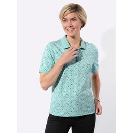 WITT Damen Poloshirt im Tupfendessin, mint-aquapetrol-getupft, Gr&ouml;&szlig;e 52
