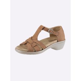 airsoft comfort+ Damen Sandalette mit Zierschlie&szlig;e und Klettverschluss, cognac, Gr&ouml;&szlig;e 40
