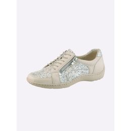 Waldl&auml;ufer Waldl&auml;ufer Damen Schn&uuml;rschuh mit seitlichem Rei&szlig;verschluss, beige-silberfarben, Gr&ouml;&szlig;e 7