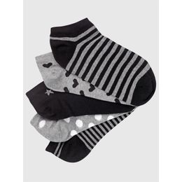 w&auml;schepur w&auml;schepur Damen Damen-Sneakersocken, schwarz-gemustert + grau-gemustert, Gr&ouml;&szlig;e 39-42