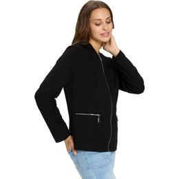 WITT Damen Jerseyblazer Rei&szlig;verschluss-Taschen, schwarz, Gr&ouml;&szlig;e 38