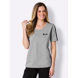 feel good Damen Shirt, grau-meliert-schwarz, Gr&ouml;&szlig;e 52/54