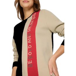 WITT Damen Langarm-Pullover , hinten einfarbig, schwarz-sand-gemustert, Gr&ouml;&szlig;e 38