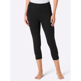 feel good Damen Leggings 3/4-lang, schwarz + wei&szlig;, Gr&ouml;&szlig;e 40/42