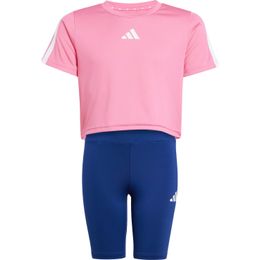 Adidas Train Essentials 3 Stripes Trainingsanzug M&auml;dchen - rosa - Gr. 140 - Polyester