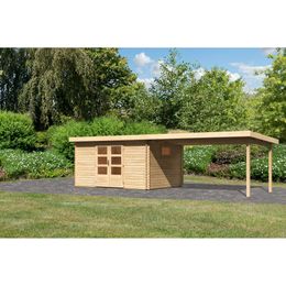 Karibu Gartenhaus-Set 'Ahrensburg 5' naturbelassen mit Schleppdach 806 x 217 x 333 cm