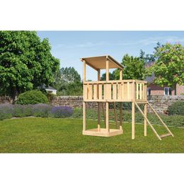 Karibu Spielturm 'Anna' naturbelassene nordische Fichte 107 x 270 x 107 cm