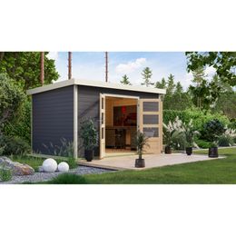 Karibu Gartenhaus 'Meteor 7 B' Fichtenholz terragrau / wei&szlig; 360,5 x 219 x 240,5 cm