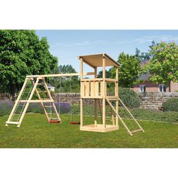 Karibu Spielturm 'Anna' naturbelassene nordische Fichte 107 x 270 x 107 cm