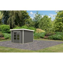 Karibu Gartenhaus 'Meteor B' terragrau/wei&szlig; 309 x 218,5 x 292,4 cm
