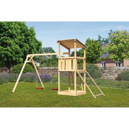 Karibu Spielturm 'Anna' naturbelassene nordische Fichte 107 x 270 x 107 cm