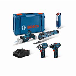 Bosch Akku-Maschinen-Set '5-Tool-Kit Professional GSR' 12 V mit 3 Akkus und Ladeger&auml;t