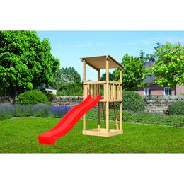 Akubi Spielturm Rutsche rot, 107 x 107 x 270 cm