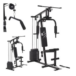 ArtSport Kraftstation ProfiGym 2000 Set mit Latzugstange, Butterflystange & Seilzug &ndash; 40kg Gewichte
