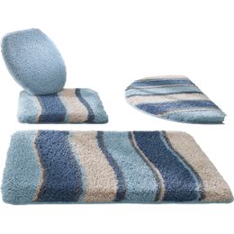 Hagemann unisex Badematte kalkmint-mint-gemustert, Gr&ouml;&szlig;e 50x50 cm - WC-Vorlage mit Ausschnitt