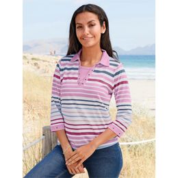 WITT Damen Poloshirt mit Ringel-Druck, orchidee-wei&szlig;-geringelt, Gr&ouml;&szlig;e 36