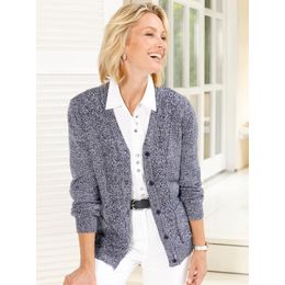 WITT Damen Strickjacke in Flausch-Qualit&auml;t, marine-ecru-meliert, Gr&ouml;&szlig;e 40