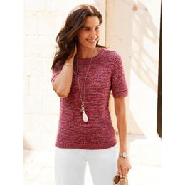 WITT Damen Baumwollpullover aus Melange-Garn, fuchsia-graphit-gemustert, Gr&ouml;&szlig;e 40