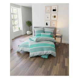 w&auml;schepur w&auml;schepur Bettw&auml;sche, salbei-mint-gestreift, Gr&ouml;&szlig;e 80x80/155x220 cm