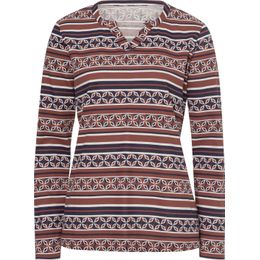 Heine Witt Damen Langarmshirt im Mustermix, marine-rotbraun-bedruckt, Gr&ouml;&szlig;e 46