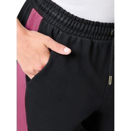 feel good Damen Dehnbund-Hose, schwarz-malve, Gr&ouml;&szlig;e 36/38