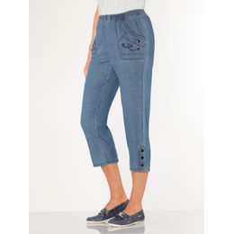 WITT Damen 3/4-Jeans mit Zierkn&ouml;pfen, blue-bleached + blue-stone-washed, Gr&ouml;&szlig;e 21