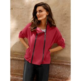 WITT Damen Sweatjacke mit 2 Kontrast-Rei&szlig;verschl&uuml;ssen, kirsche, Gr&ouml;&szlig;e 40