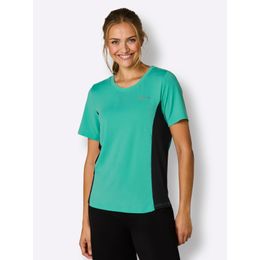 Catamaran Sports Damen Funktionsshirt mit Kontrast-Eins&auml;tzen, blaugr&uuml;n, Gr&ouml;&szlig;e 36/38